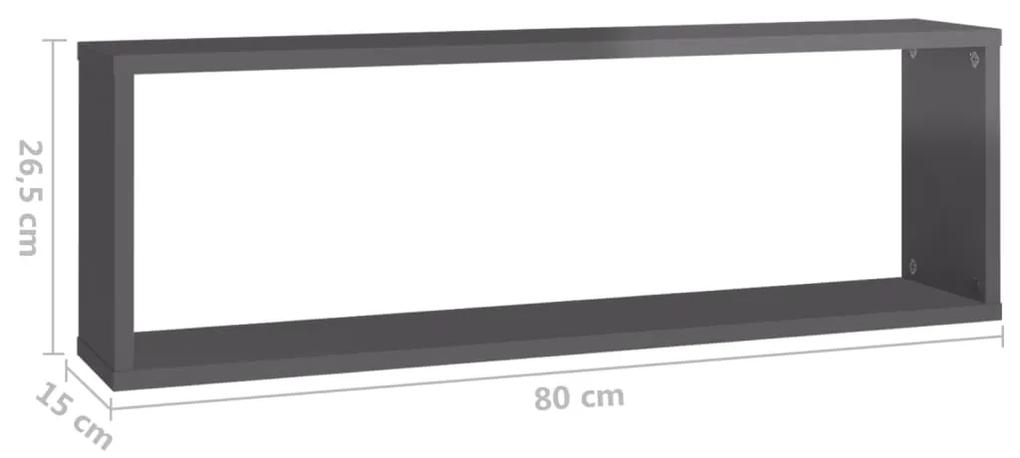 vidaXL Nástěnné krychlové police 6 ks šedé 80x15x26,5 cm dřevotříska