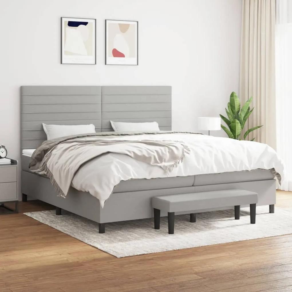 Box spring postel s matrací světle šedá 200 x 200 cm textil,  3136701