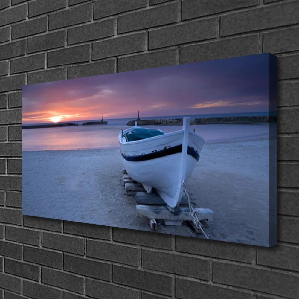 Obraz na plátně Loďka Pláž Slunce Krajina 120x60 cm