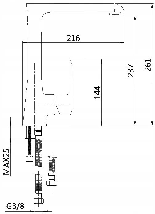 Invena Siros, stojánková dřezová baterie, černá matná, BZ-90-L04-A