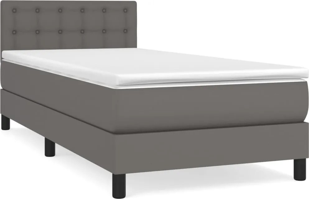 Box spring postel s matrací šedá 90x190 cm umělá kůže 3141099