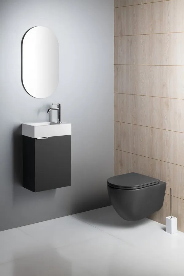 Isvea Isvea, INFINITY závěsná WC mísa, Rimless, 36,5x53cm, antracit, 10NF02005-2C