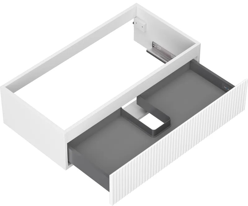 Mexen Rivel, koupelnová skříňka 90 cm, 1 zásuvka, drážkovaná, bílá matná, 91A20-09023-1-BF01