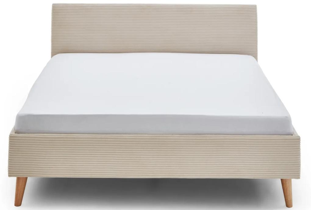 Béžová manšestrová dvoulůžková postel Meise Möbel Wicki 140 x 200 cm
