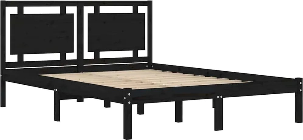 Rám postele černý masivní dřevo 200 x 200 cm 3105559