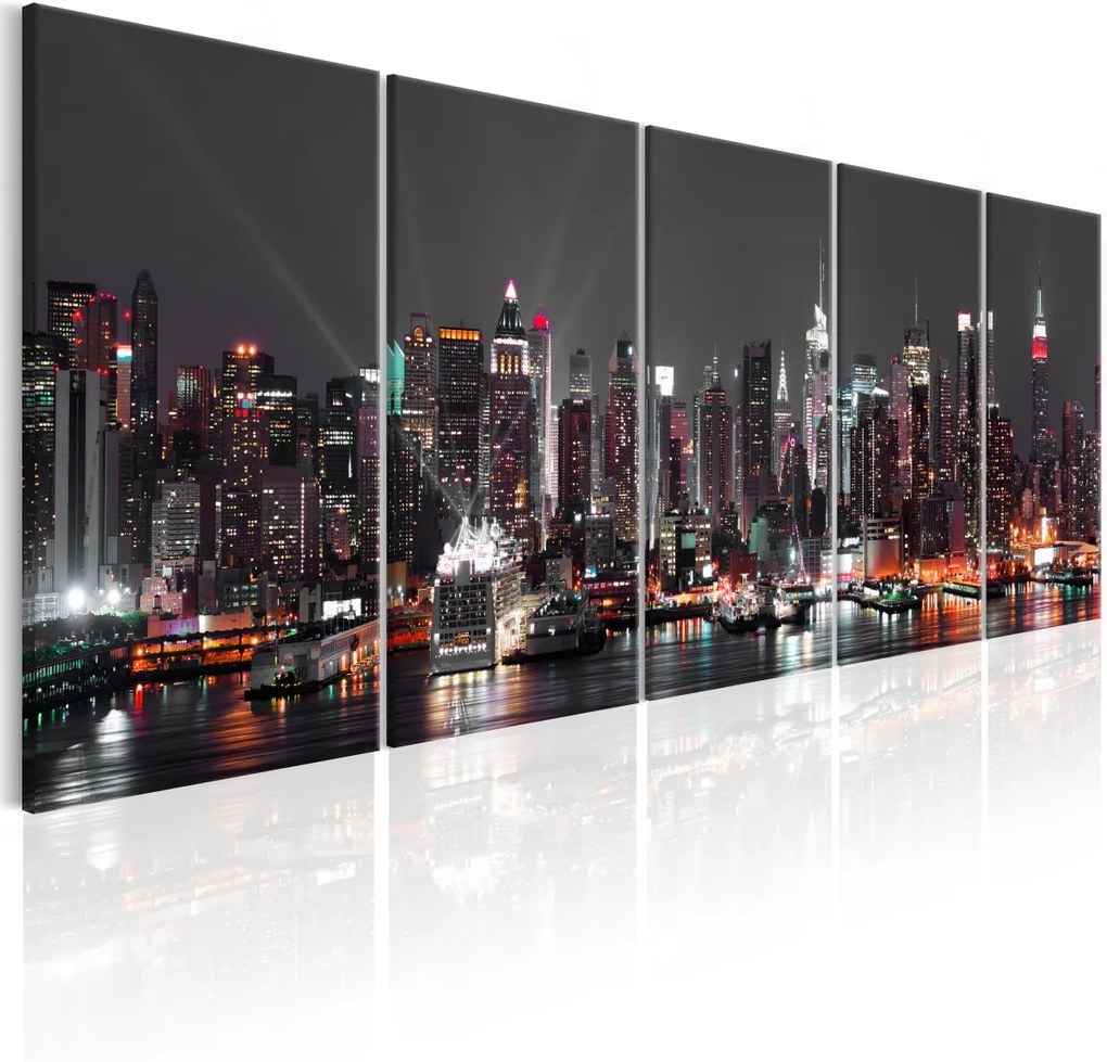 Murando DeLuxe Obraz - New York v šedé noci Velikost: 225x90 cm