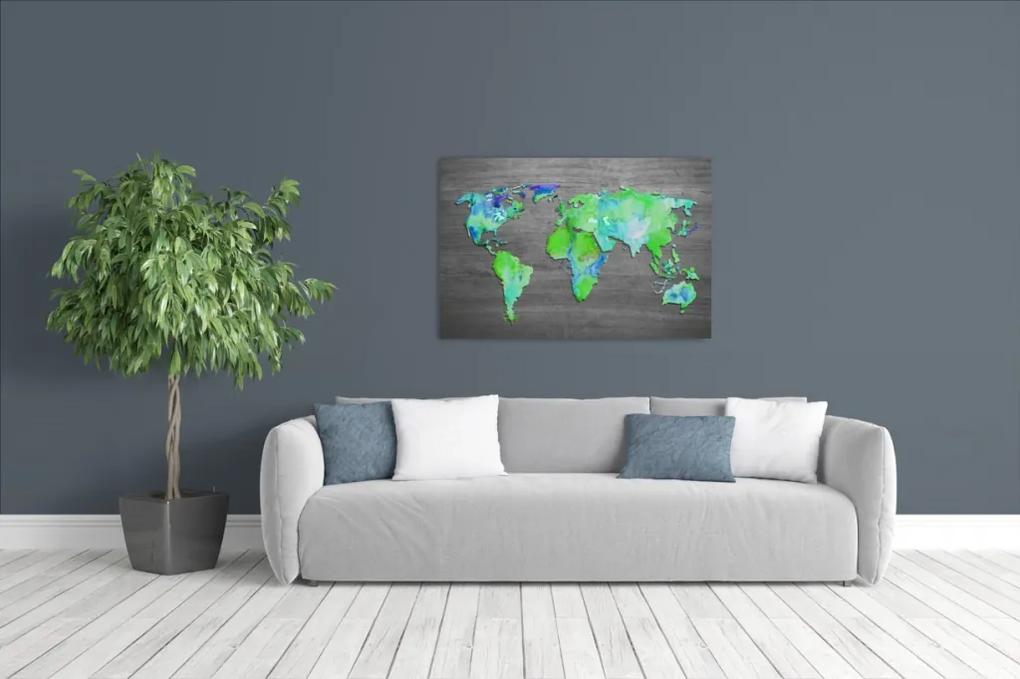 Malvis ® Obraz Mapa světa zelená Velikost: 120x80 cm
