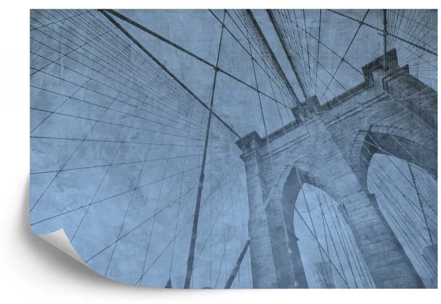 Fototapeta Brooklyn Bridge Grunge Blue Omyvatelný vlies 520x318