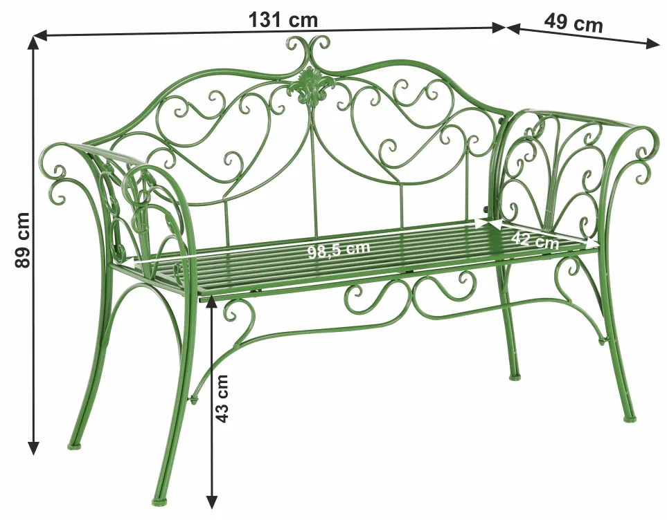 Zahradní lavička ETELIA kov zelený