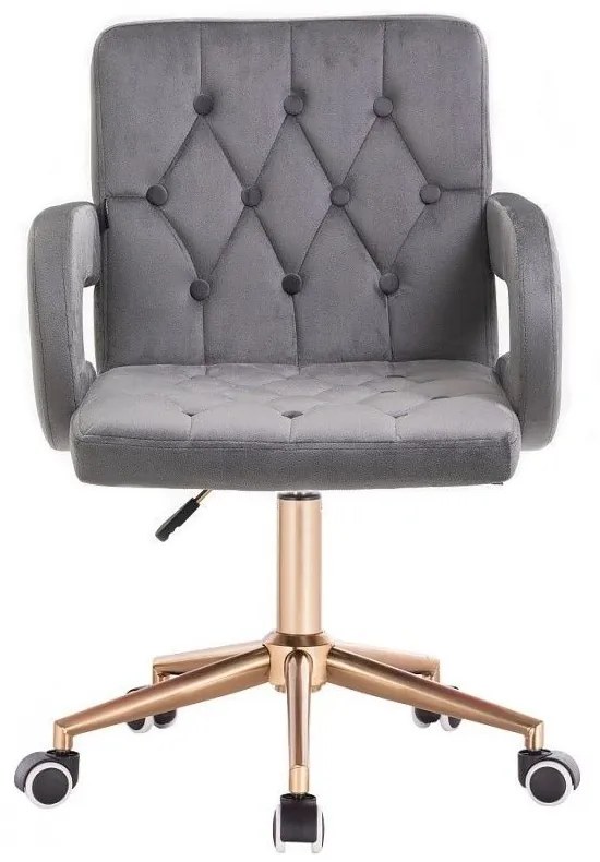 LuxuryForm DESIGN Otočná židle BOSTON VELUR na zlaté základně s kolečky - šedá