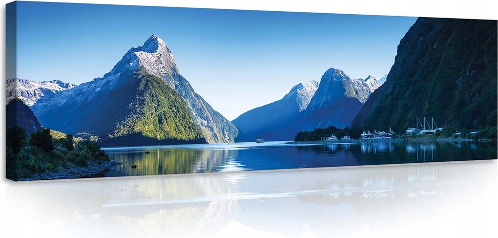 Obraz 145x45 Milford Sound Nový Zéland hory jezero panorama klid