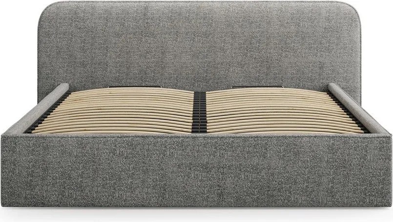Tmavě šedá čalouněná dvoulůžková postel s úložným prostorem s roštem 160x200 cm Elizabeth – Micadoni