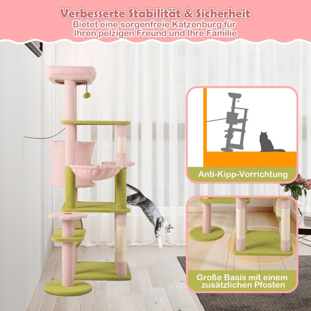 Costway Květinové škrabadlo a plyšová polstrovaná platforma a Cat House Cat Tree