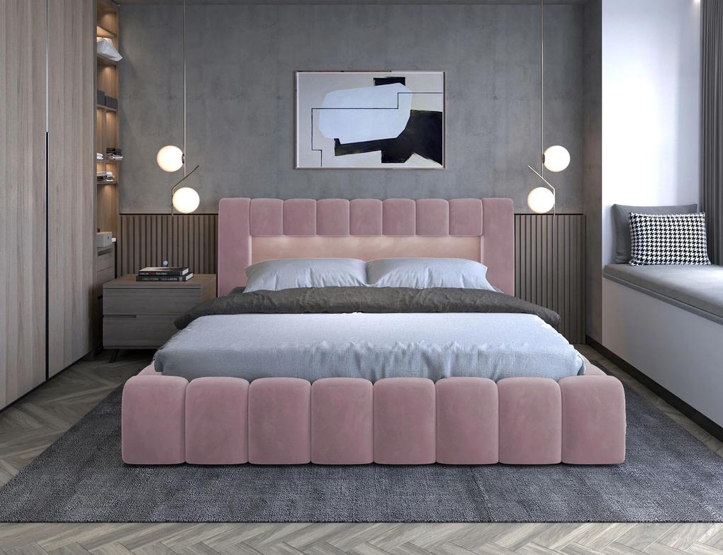 Eltap Čalouněná postel Lamica s úložným prostorem - dřevo Materiál a barva potahu: Monolith 97 - tmavě šedá, Rozměry (cm): 140x200