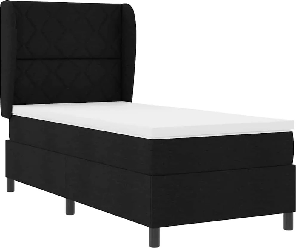 Postel s boxspringem s čelo Černá 100 x 200 cm textil 3340615