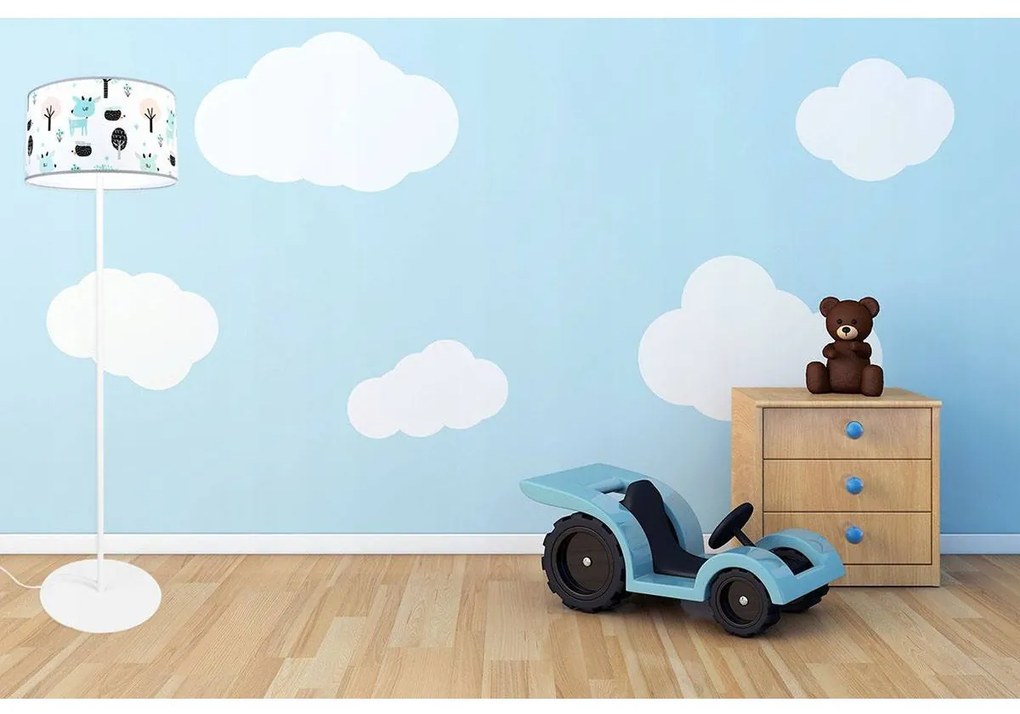 Dětská stojací lampa Bambi, 1x textilní stínítko se vzorem, (výběr ze 2 barev konstrukce), o