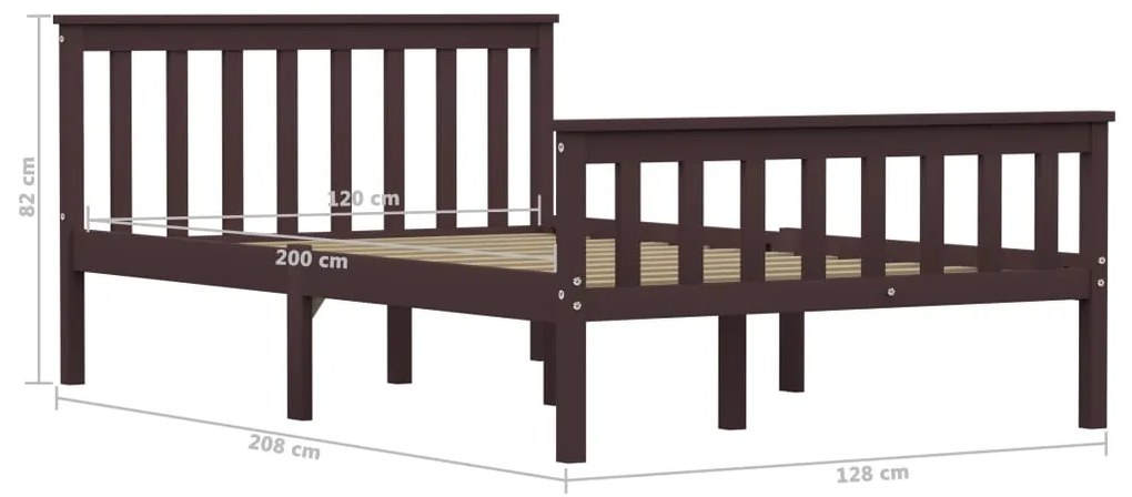 vidaXL Marketos Rám postele tmavě hnědý masivní borovice 120 x 200 cm