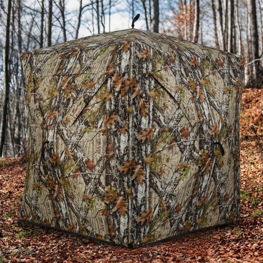 Costway Hunting Blind 2-Person Pozemní stan s tichým posuvným oknem Přenosný