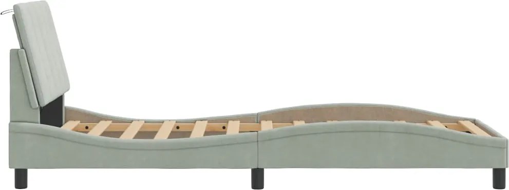 Rám postele s LED osvětlením bez matrace Hanko světle šedý 90 x 200 cm samet 3213757