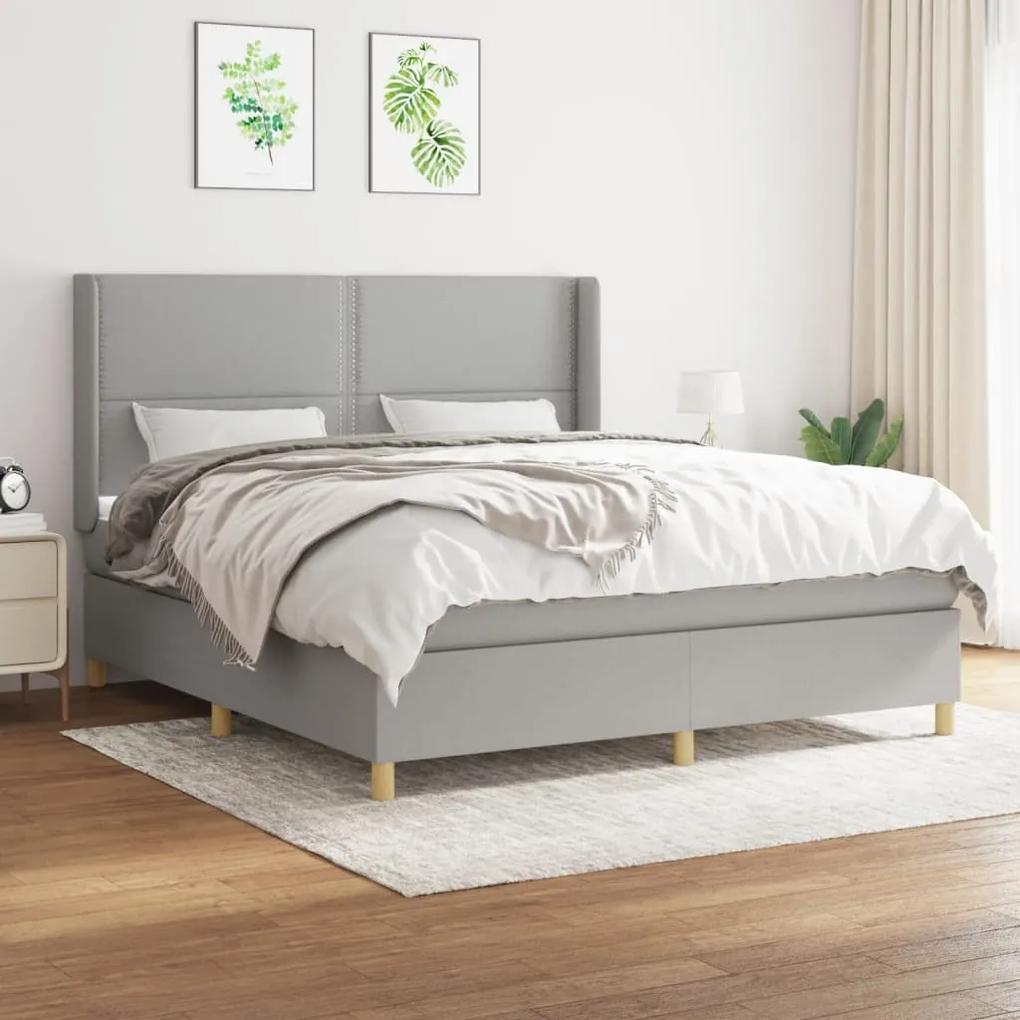 Box spring postel s matrací světle šedá 160 x 200 cm textil,  3131921