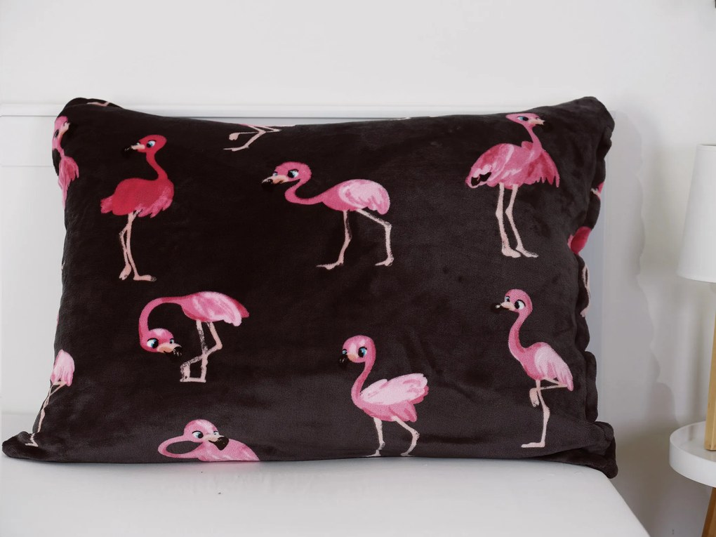 MK Lůžkoviny Povlak na polštář mikroplyš 70 × 90 cm – Flamingos