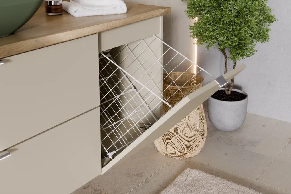 Comad Koupelnová skříňka pod deskové umyvadlo s košem na prádlo Dalia Cashmere 100 kašmír