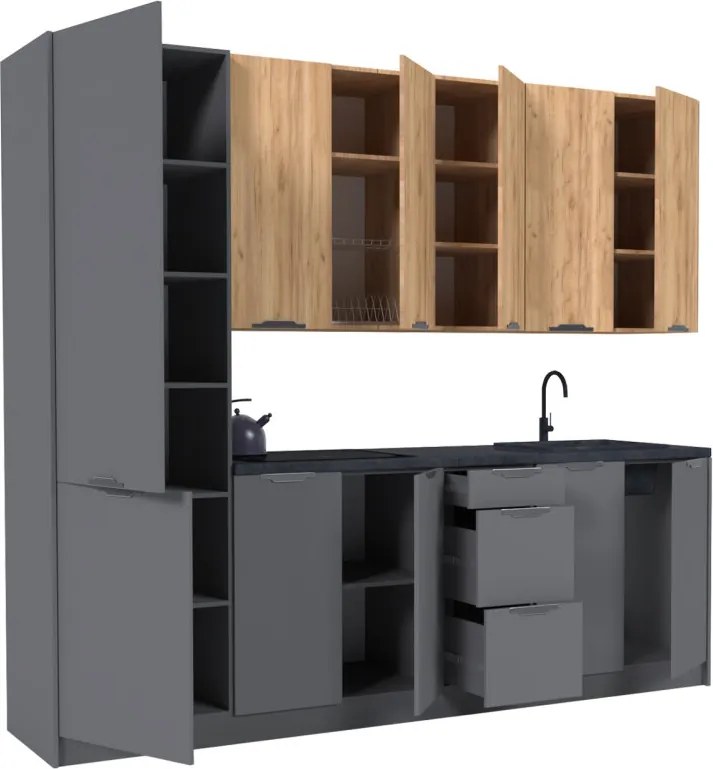 Sada 2.6 vrch Dub kraft, spodek Antracit / Grafit Leo