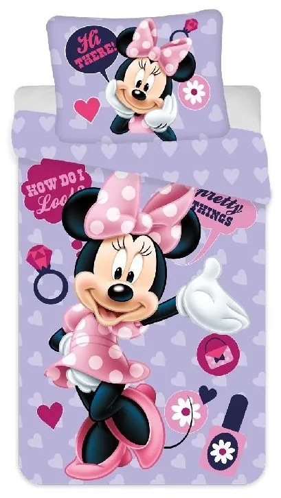 JERRY FABRICS Povlečení Minnie Purple 03 micro Polyester - mikrovlákno, 140/200, 70/90 cm