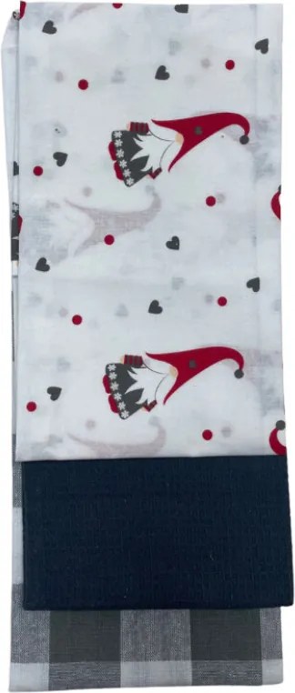 Utěrky na nádobí Vánoční Skřítci bílý 3ks 45x75cm TiaHome