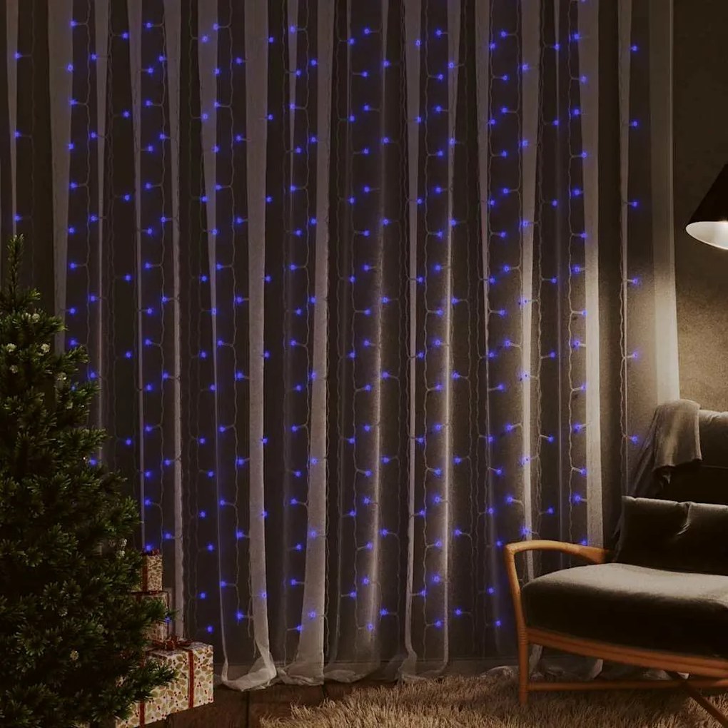 Světelný závěs 3 x 3 m 300 LED diod modré světlo 8 funkcí 328930