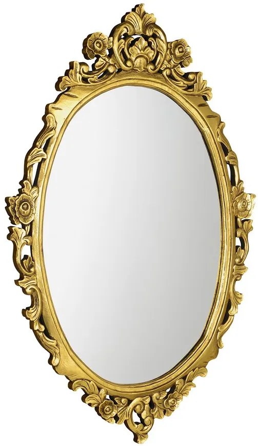 SAPHO - DESNA oválné zrcadlo v rámu, 80x100cm, zlatá IN352