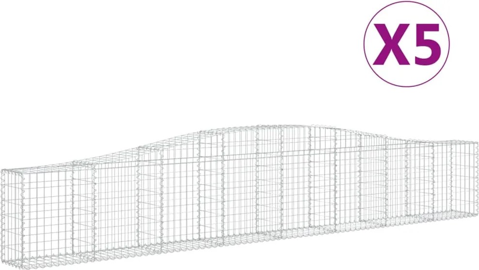 Klenuté gabionové koše 5 ks 400x30x60/80 cm pozinkované železo 3145803