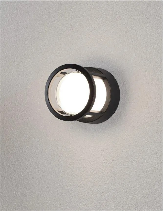 NV 9207615 Venkovní nástěnné svítidlo AGOSTO černý hliník a akrylový difuzor LED 6W 3000K 100-240V 120st. IP54 - NOVA LUCE