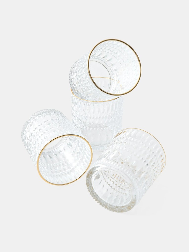 Sinsay - Sada strukturovaných sklenic se zlatým okrajem 4 pack - clear