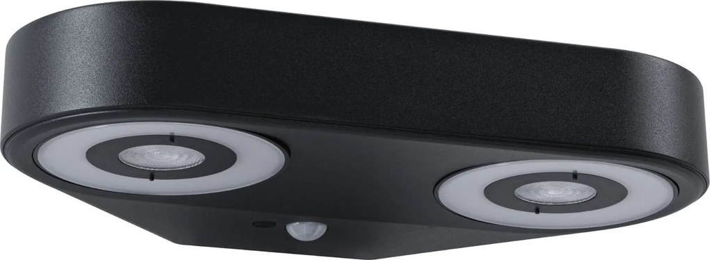 P 94866 LED venkovní nástěnné svítidlo Silma pohybové čidlo dva světelné zdroje IP44 280x176mm 3000K 2x5,5 / 2x0,7W 230V antracit hliník - PAULMANN