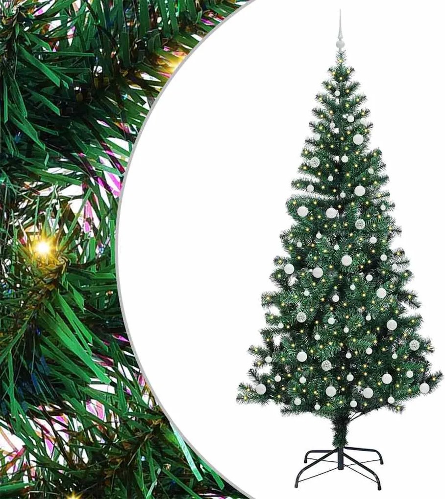 Umělý osvětlený vánoční stromeček Zelená 240 cm PVC a kov 3396791
