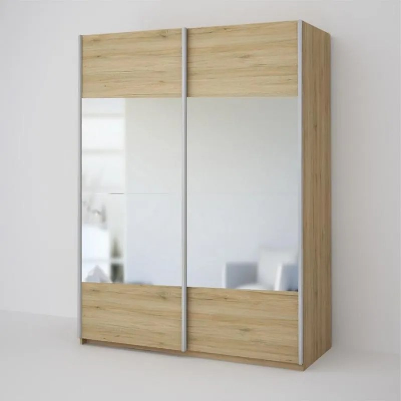 Intermeble ECO 150 2D2L šatní skříň se zrcadlem sonoma