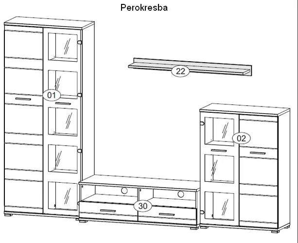 Obývací stěna Ultra, s osvětlením