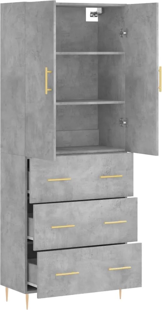 Skříň highboard betonově šedá 69,5x34x180 cm kompozitní dřevo 3195839