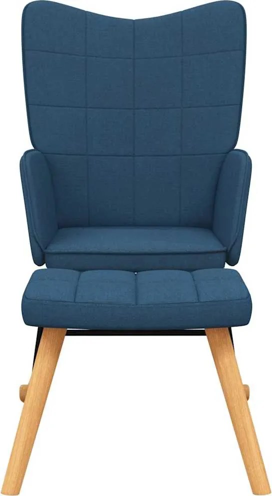 Houpací křeslo se stoličkou modré textil 328022