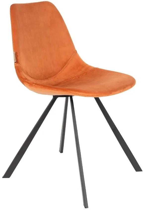 OnaDnes -20% Oranžová sametová jídelní židle DUTCHBONE Franky