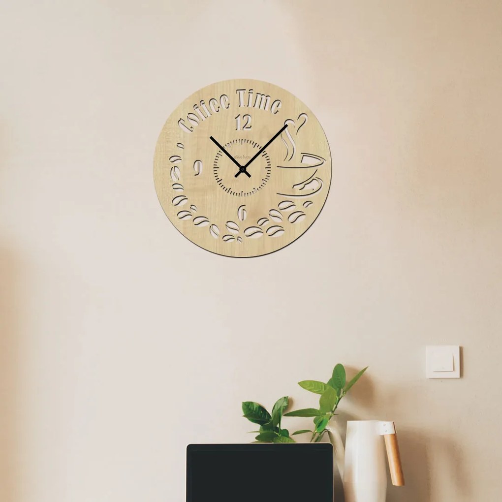 dřevo života Nástěnné hodiny COFFEE TIME Zvolte barvu dekoru: Javor, Velikost hodin: 40x40
