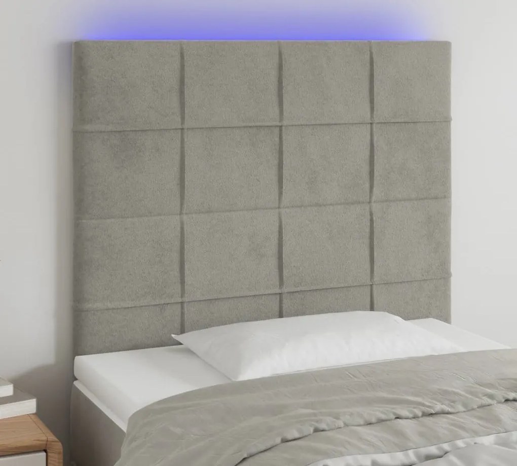 vidaXL Čelo postele s LED 80x5x118/128 cm samet [3122459] Barva: Černá