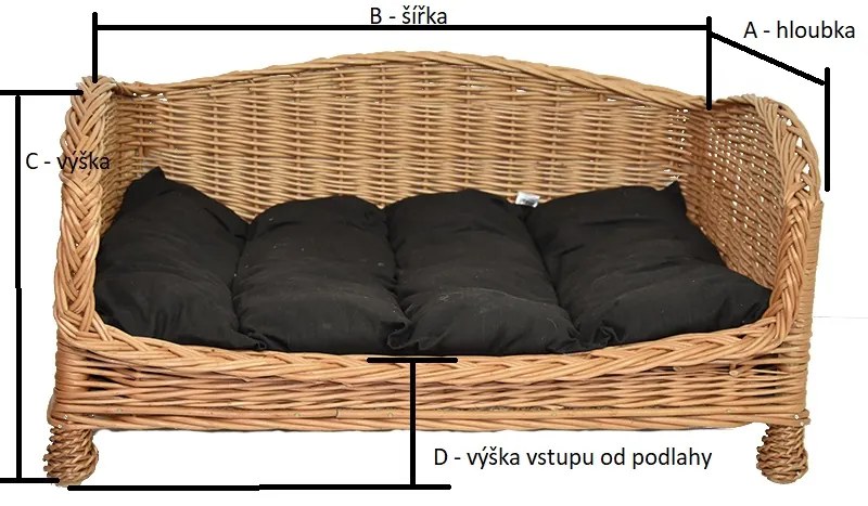 Vingo Proutěná pohovka pro psy Rozměry (cm): 72x53, v. 33 , v. vstupu 13
