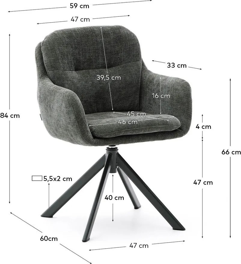Tmavě zelené čalouněné jídelní křeslo s područkami Lexa – Kave Home