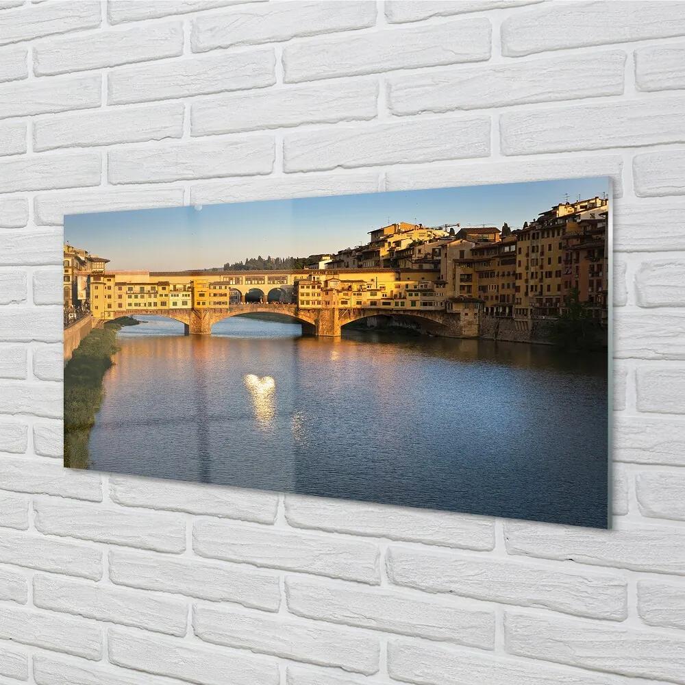 Obraz na skle Itálie Sunrise mosty 125x50 cm