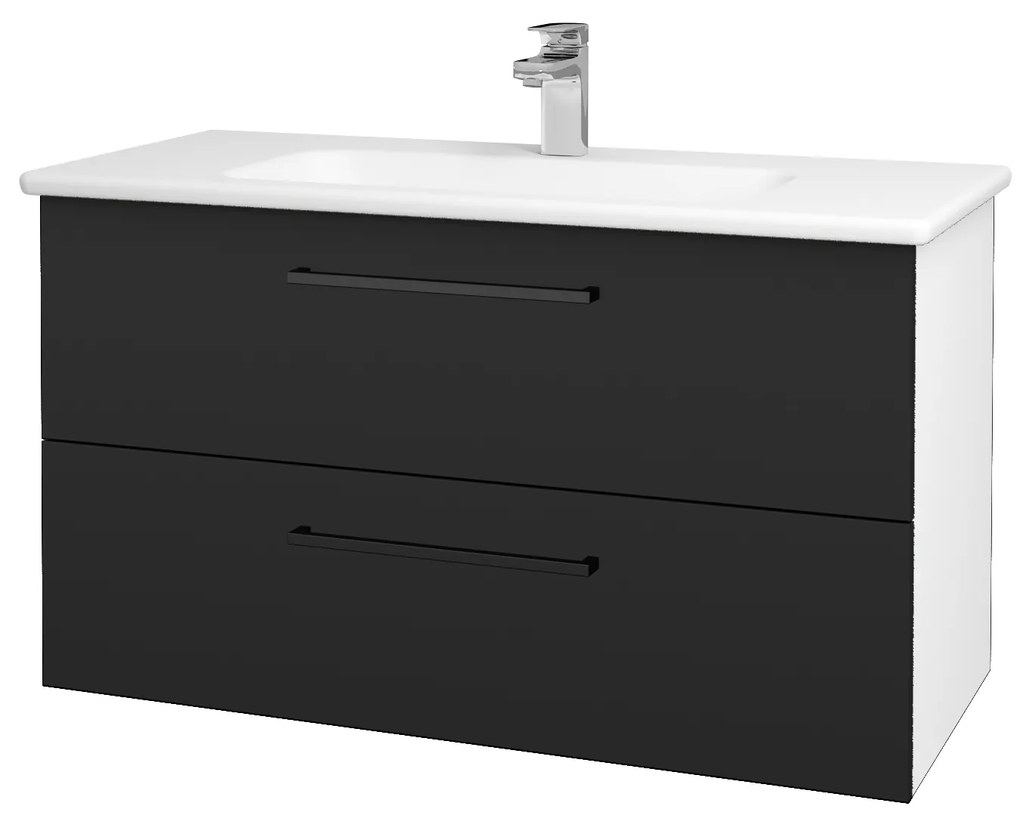 Dřevojas Koupelnová skříň GIO SZZ2 100 Varianta: N01 Bílá lesk / Úchytka T02 / D16 Beton tmavý