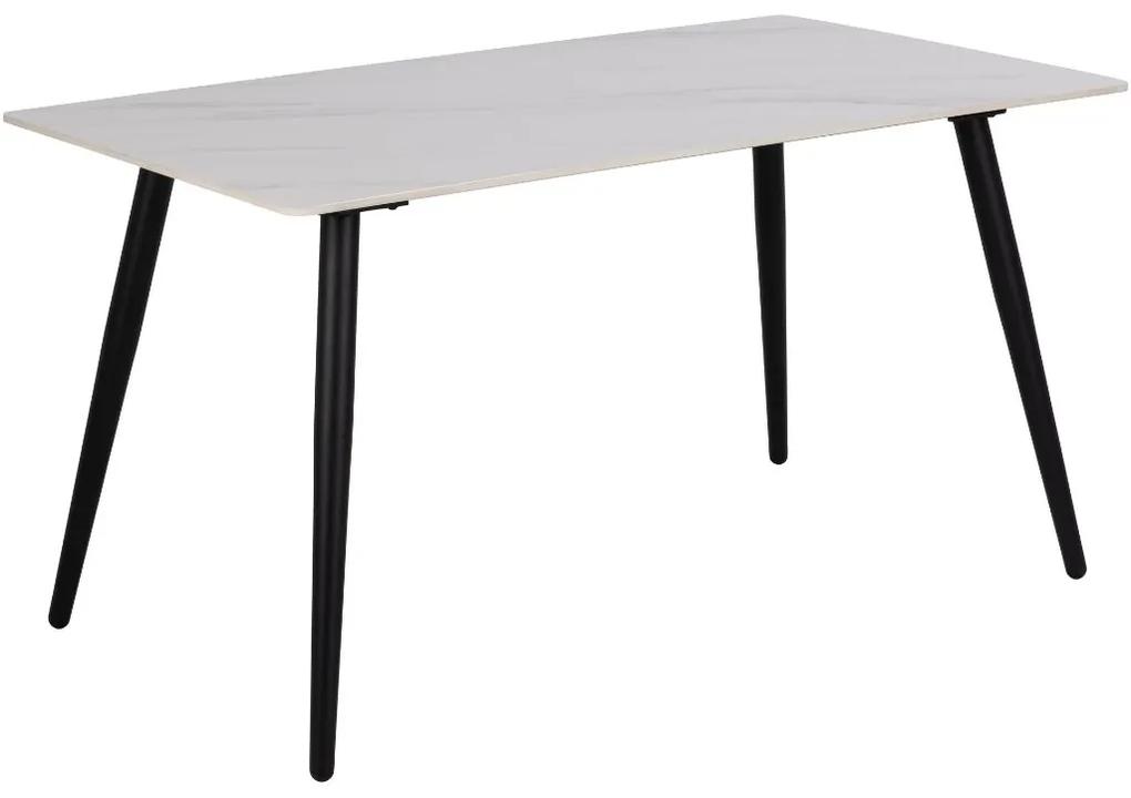 Scandi Bílý keramický jídelní stůl s kovovou podnoží Wiera 140 x 80 cm