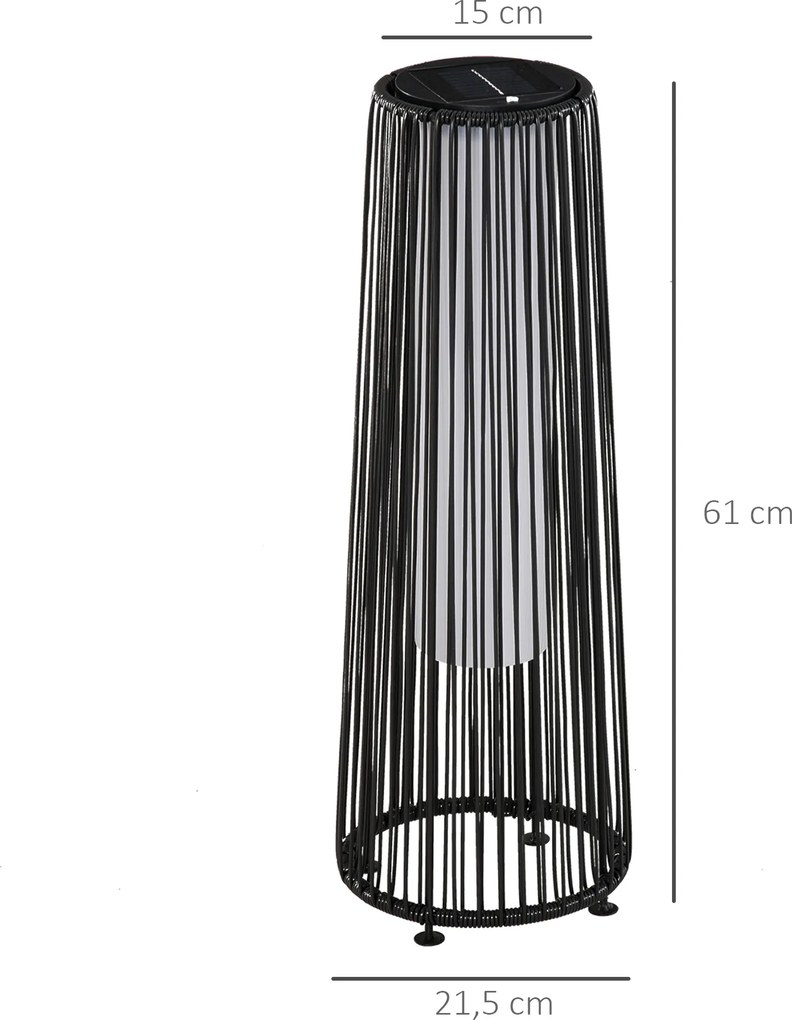 Zahradní solární lampa Outsunny se světelným senzorem, vodotěsná, automatická LED, černá, 21,5 x 21,5 x 61 cm, ideální pro zahradu a terasu | Aosom.de