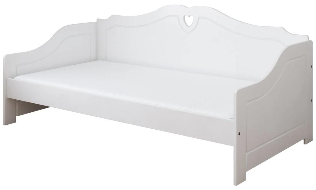 BabyBeds Dětská postel ZUZANA srdíčka Velikost postele: 180x80 cm, Barevné provedení: bílá a šedá, Úložný prostor: Ano, s úložným prostorem Bílá